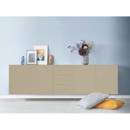 Sideboard &raquo;Mistral, Hochwertig Schrank, h&auml;ngend/stehend montierbar&laquo; mit T&uuml;ren und Schubladen, B: 220 cm, anpassungsbar Designm&ouml;bel beige