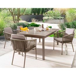 Destiny Garten-Essgruppe &raquo;LUCCA IMOLA&laquo; 4x Sessel, 1x Tisch, inkl. Auflagen, 13 Stk. tlg. Aluminium, Polyrattan, Rope grau Aluminium, Polyester