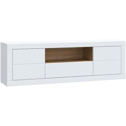 FORTE Lowboard &raquo;LefkadasTV-Board, TV-Schrank&laquo; TV-Board, viel Platz, Push to open, Grifflos, BxH= 195,4 x 61,6cm wei&szlig; Spanplatte