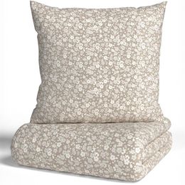 OTTO home Bettw&auml;sche &raquo;Mariby&laquo; 2 tlg. mit feinem Bl&uuml;mchen Design, skandinavisch, romantische Bettw&auml;sche beige Renforc&eacute;, Obermaterial: 100% Baumwolle