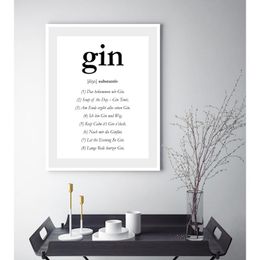 queence Bild mit Rahmen &raquo;oder Poster, Gin&laquo; Schriftzug Schwarz-Wei&szlig; Spr&uuml;che & Texte 1 Stk. tlg. schwarz Acrylglas, Holz, Papier