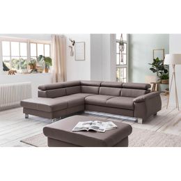 COTTA Ecksofa &raquo;Komaris L-Form, B: 249 cm&laquo; mit Kopfteilverstellung, optional Bettfunktion, Bettkasten & Licht grau Microfaser PRIMABELLE (100% 