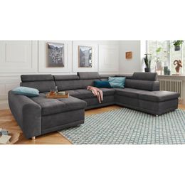 Sit & More sit&more Wohnlandschaft &raquo;Riva U-Form&laquo; wahlweise mit Bettfunktion grau Struktur (100% Polyester);Flachgewebe (100% Polyester);Luxus-Microfaser (100% 