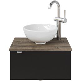 Waschtisch &raquo;Serie 6915 Waschschale mit Unterschrank f&uuml;r G&auml;stebad, G&auml;ste WC&laquo; Keramik-Aufsatzbecken, Waschtischplatte, Waschtischunterschrank, 3 Stk. 