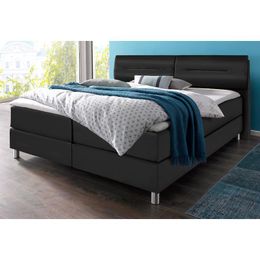 Maintal Boxspringbett inkl. Topper schwarz Bezug bei beige, anthrazit und hellgrau: pflegeleichter Strukturstoff (100% Polyester);Bezug bei wei&szlig; und schwarz: 
