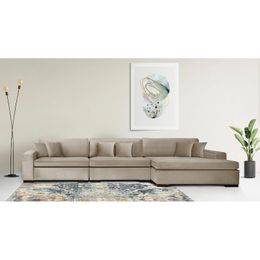 Home Affaire Ottomane &raquo;Skara L-Form&laquo; Lounge-Sofa mit Federkernpolsterung, in vielen Bezugsvarianten beige 100% Polyester