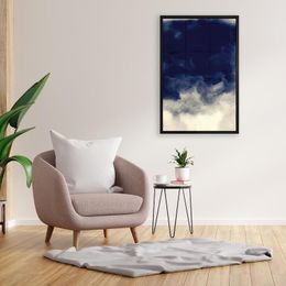 queence Leinwandbild &raquo;Abstrakt Blau&laquo; Abstrakt Abstrakte Kunst Modern mit einem Schattenfugenrahmen veredelt beige Canvas, Holzrahmen