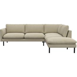 FLEXLUX Ecksofa &raquo;Bolzano Designsofa, bequem durch Kaltschaum im Sitz, L-Form&laquo; lose Sitz -& R&uuml;ckenkissen, hohe F&uuml;&szlig;e beige 100% Polyester