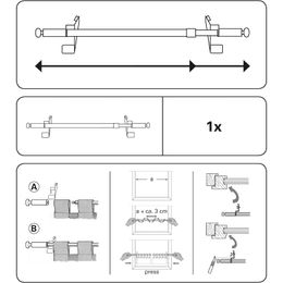 Gardinia Scheibenstange &raquo;Klemmstange Filigrano Kugel&laquo; &Oslash; 10 mm ausziehbar Serie Press&Go silber