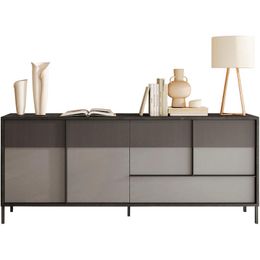 Home Affaire Sideboard &raquo;Everest Breite 206 cm, Kommode mit 4 T&uuml;ren u. 1 Schubkasten&laquo; Anrichte, Soft/Self Closing, Korpus 22 mm grau
