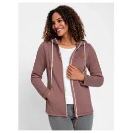 Fleecejacke Casual Looks, Damen, Gr. 42, braun (rotbraun, ecru, geringelt), 100% Polyester, gemustert, gestreift, mehrfarbig, Jacken Fleecejacke