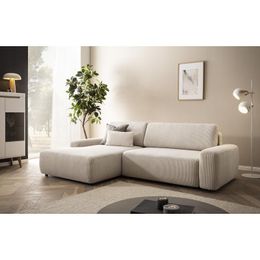 Home Affaire Ecksofa &raquo;TORGE (264cm), Schlafsofa in Cord, Samtvelours o Struktur fein, L-Form&laquo; Schlaffunktion, Bettkasten, Liegefl&auml;che: 125/210 cm 