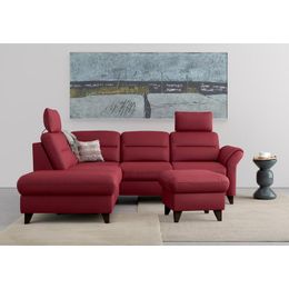 Sit & More sit&more Ecksofa &raquo;Mellum L-Form&laquo; Federkern, wahlweise mit Bettfunktion, Stauraum und Armteilfunktion rot 100% Polyester