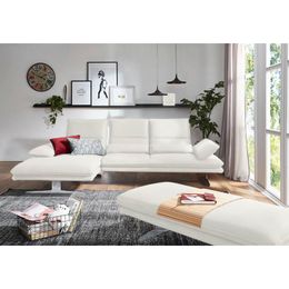 W.Schillig Ecksofa &raquo;broadway, Designsofa mit tollem Sitzkomfort, L-Form&laquo; Sitztiefenverstellung, Kopfteil- & Seitenteilverstellung, Breite 291cm wei&szlig; 