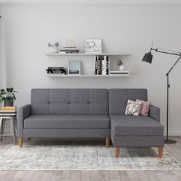 Ecksofa &raquo;Lilly, L-Form,&laquo; mit Bett-Funktion, Recamiere beidseitig montierbar, Sitzh&ouml;he 43 cm grau Webstoff 100% Polyester