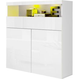 OTTO home Highboard &raquo;Schrank, Hochschrank, Hochkommode&laquo; mit 2 T&uuml;ren und 1 Schubkasten, Breite 100 cm, ohne Beleuchtung wei&szlig;