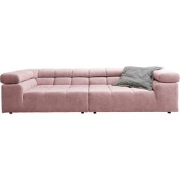 Home Affaire Big-Sofa &raquo;Ancona B/T/H: 290/110/70 cm&laquo; auff&auml;llige Steppung, inkl. 2 Zierkissen und verstellbaren Kopfst&uuml;tzen rosa