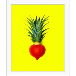 queence Bild &raquo;Tristan&laquo; Essen Figuren Kunst Lebensmittel Obst Obst Bilder 1 Stk. tlg. HD Premium Poster-Druck inkl. Holzrahmen gelb Acrylglas, Holz, 