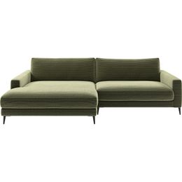 Home Affaire Ecksofa &raquo;Downtown, B/T/H: 272/190/84 cm L-Form&laquo; weicher Sitzkomfort auch in Cord und Boucl&eacute;, incl. Zierkissen gr&uuml;n 100% Polyester