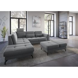 Sit & More sit&more Ecksofa &raquo;Bendigo L-Form&laquo; inklusive Sitztiefenverstellung, Bodenfreiheit 12 cm, in 2 Fu&szlig;farben grau