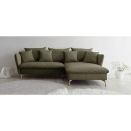 OTTO home Ecksofa &raquo;MERLE, 258 cm, L-Form, traumhafter Cord,&laquo; mit Bettfunktion und Bettkasten, Liegefl&auml;che 224 x 139 gr&uuml;n 100% Polyester;Federung 
