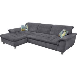DOMO collection Ecksofa &raquo;Franzi bequem, B/T: 278/162 cm, L-Form, belastbar bis 140kg/ Sitz&laquo; Chenille, dunkelgrau grau Flachgewebe (100% Polyester);