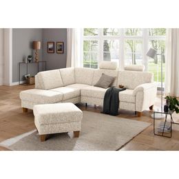 Home Affaire Ecksofa &raquo;Alta L-Form&laquo; mit Federkern und Kontrastnaht, F&uuml;&szlig;e Buche eichefarben beige Struktur ( 100% Polyester);Struktur fein ( 100% 