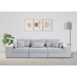 OTTO home 3-Sitzer &raquo;Florid&laquo; 3 Teile, bestehend aus Modulen, viele Bezugsqualit&auml;ten, auch in Cord grau Baumwollmix (60% Baumwolle/40% Leinen);Struktur 