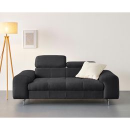 COTTA 2-Sitzer &raquo;Chef&laquo; Big-Sofa mit Kopfteilverstellung, edle Metallkufen schwarz Softlux -Kunstleder;NaturLeder (echtes Rindsleder);Luxus-Microfaser (