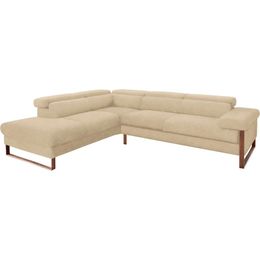 W.Schillig Ecksofa &raquo;finn, Designsofa mit tollem Sitzkomfort, bequem, L-Form&laquo; German Design Award 2016, Fu&szlig;gestell Nussbaum natur, Breite 281 cm beige 