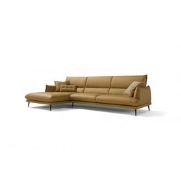 Egoitaliano Ecksofa &raquo;FUNNY, hochwertiges & aktuelles Design, bequeme R&uuml;ckenlehne, L-Form&laquo; hochwertiger Sitzkomfort, L-Form beige Leder