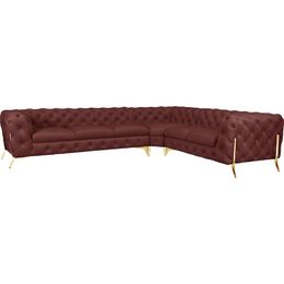 Home Affaire Chesterfield-Sofa &raquo;Amaury L-Form&laquo; gro&szlig;es Ecksofa, Chesterfield-Optik, Breite 323 cm, Fu&szlig;farbe w&auml;hlbar rosa Struktur (100% Polyester);