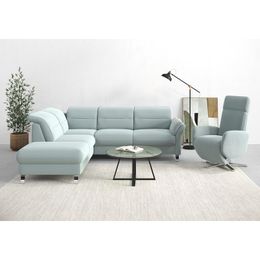 Sit & More sit&more Ecksofa &raquo;Grenoble L-Form mit Federkern&laquo; wahlweise mit Bettfunktion, Bettkasten, Arm- und Kopfteilverstellung blau