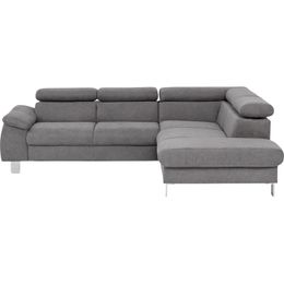 COTTA Ecksofa &raquo;Komaris L-Form, B: 249 cm&laquo; mit Kopfteilverstellung, optional Bettfunktion, Bettkasten & Licht grau Microfaser PRIMABELLE (100% 