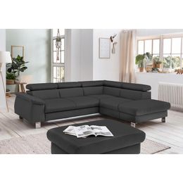 COTTA Ecksofa &raquo;Komaris L-Form, B: 249 cm&laquo; mit Kopfteilverstellung, optional Bettfunktion, Bettkasten & Licht schwarz Microfaser PRIMABELLE (100% 