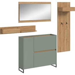 Home Affaire Garderoben-Set &raquo;EVRID, 3-teilig, Breite 175 cm, individuell stellbar & erweiterbar&laquo; best. aus: Kommode, Spiegel und Garderobenpaneel, 4 