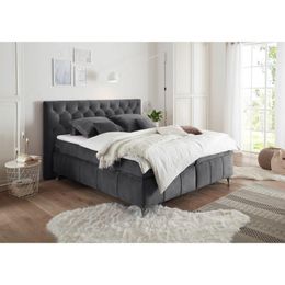 ED EXCITING DESIGN Boxspringbett &raquo;Pembroke&laquo; inkl. Topper schwarz 100% Polyester