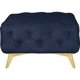 Home Affaire Polsterhocker &raquo;Amaury&laquo; Chesterfield-Optik, Breite 80cm, Fu&szlig;farbe w&auml;hlbar blau Struktur (100% Polyester);Samtoptik (100% Polyester)