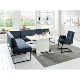 exxpo - sofa fashion Eckbank &raquo;Affogato, hoher Sitzkomfort, bequem&laquo; Frei im Raum stellbar blau Struktur: Webvelour 100% Polyester