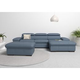 Home Affaire Ecksofa &raquo;Alberto L-Form&laquo; mit Kopfteilverstellung, wahlweise mit Bettfunktion blau Luxus-Microfaser Lederoptik (100% Polyester);Luxus-