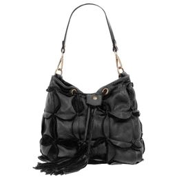 Samantha Look Damen Henkeltasche echt Leder, Made in Italy schwarz
