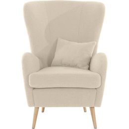 Home Affaire Sessel &raquo;Sallito, TV-Sessel, Ohrensessel mit&laquo; Hocker, in vielen Bezugsqualit&auml;ten, auch in Samtcord beige Struktur Hahnentritt (67% 