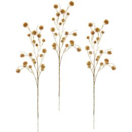 I.GE.A. Kunstblume &raquo;Distel&laquo; K&uuml;nstlicher Mini Distelzweig, gold Metallic, 3er Set gold Obermaterial: 100% Kunststoff