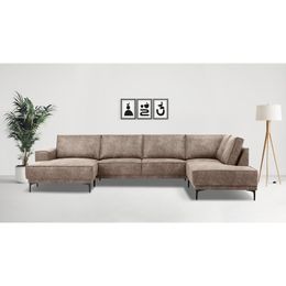 OTTO home Wohnlandschaft &raquo;XXL Sofa Oland, Struktur, Flachgewebe, Luxus-Microfaser, Boucle&laquo; U-Form, 345 cm, Wellenunterfederung, Skandi-Design, 