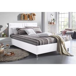 Westfalia Schlafkomfort Polsterbett &raquo;Elba&laquo; wahlweise mit LED-Beleuchtung wei&szlig; Bezug Bett: Microfaser (100% Polyester) oder Strukturstoff (77% Polyester, 23% Viskose);Bonnell-