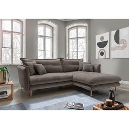 Home Affaire Ecksofa &raquo;Lazio modern und bequem, schmale Armlehnen, tolle Detailverarbeitung&laquo; zwei verschiedene Fu&szlig;farben w&auml;hlbar grau 100% Polyester