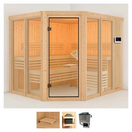 Karibu Sauna &raquo;Anike 3&laquo; Set, Ofen 9 KW externe Strg easy beige