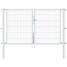Alberts Zaundoppelt&uuml;r &raquo;Flexo&laquo; 200 cm Breite, in versch. H&ouml;hen silber Stahl