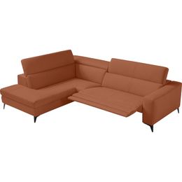 Egoitaliano Ecksofa &raquo;Edith, Designsofa mit hohem Sitzkomfort, L-Form&laquo; inkl. elektrischer Relaxfunktion und manuell verstellbaren Kopfteilen rot Leder &raquo;BULL&laquo; (
