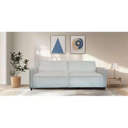 3-Sitzer &raquo;Allie Curved Schlafsofa 209 cm&laquo; Bettfunktion (110/190), verstellbare R&uuml;ckenlehne, Cord u. Velours beige 100% Polyester